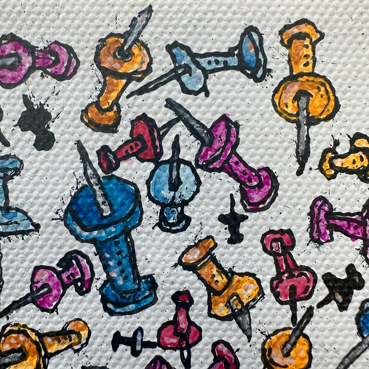 Thumb tacks canvas painting – Slow Loris