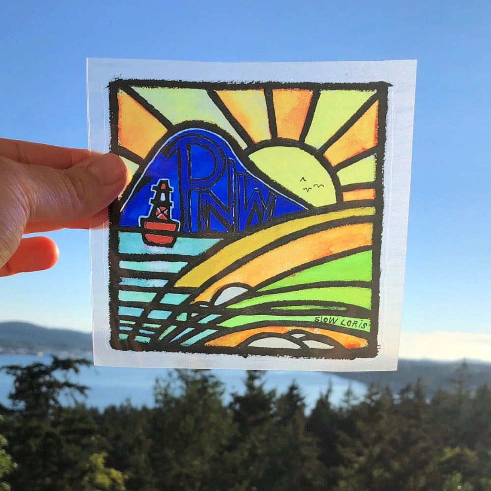 PNW Islands Stained Glass Decal – Slow Loris