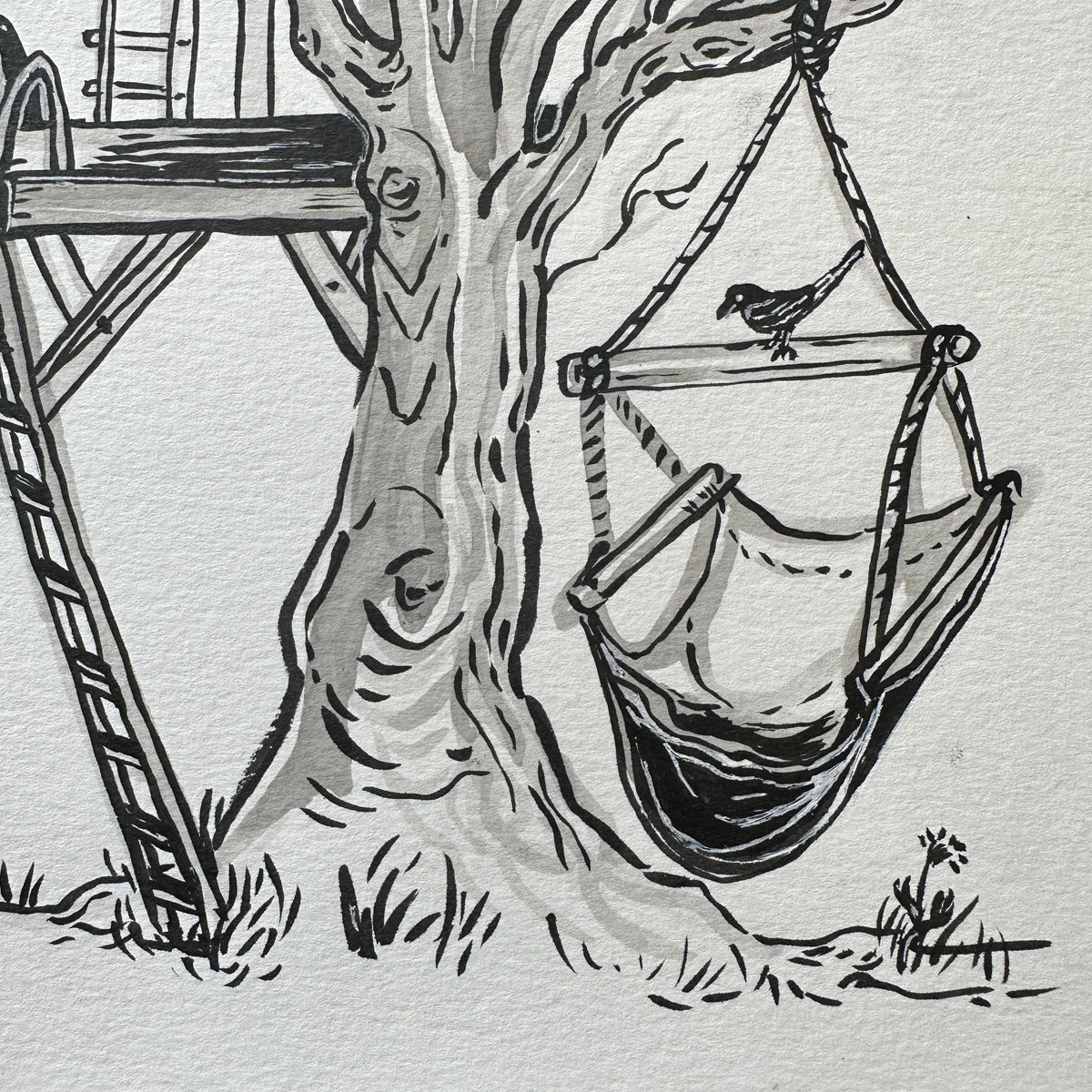 Treehouse ink drawing – Slow Loris
